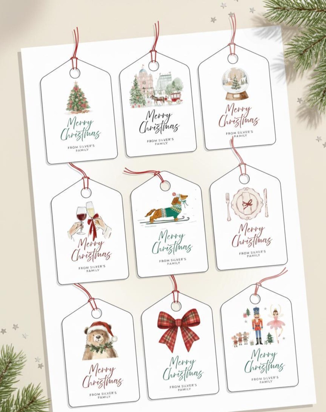 Editable Christmas Gift Tags | Watercolor Holiday Tags | Printable Gift ...