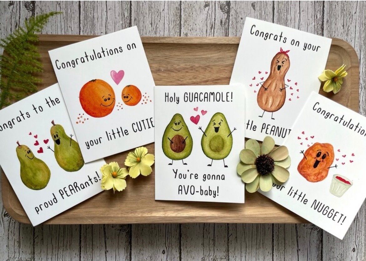 Build Your Own 5-pack: Pun Greeting Cards Watercolor Illustrations ...