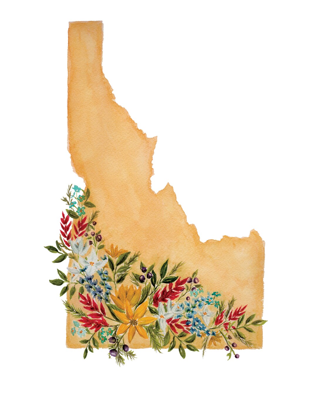 Idaho Wildflower Watercolor Print; Home Decor, Office Decor, Botanical ...