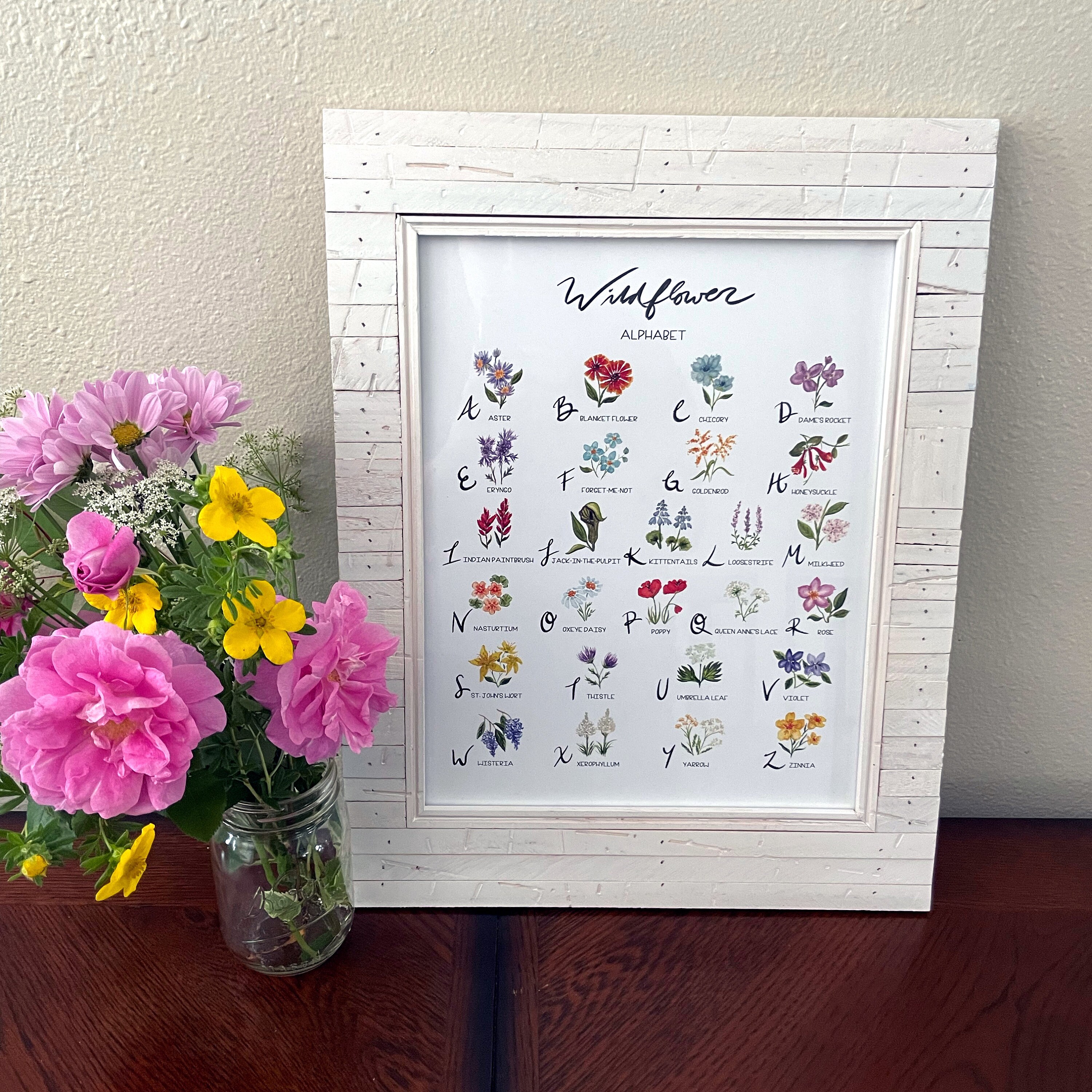 Wildflower Alphabet Watercolor Print; Nursery Decor, Home Decor, Office ...