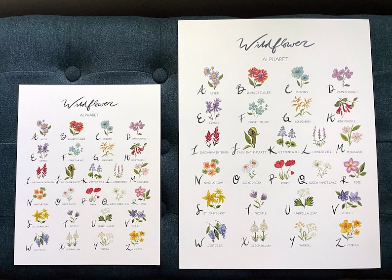 Wildflower Alphabet Watercolor Print; Nursery Decor, Home Decor, Office ...