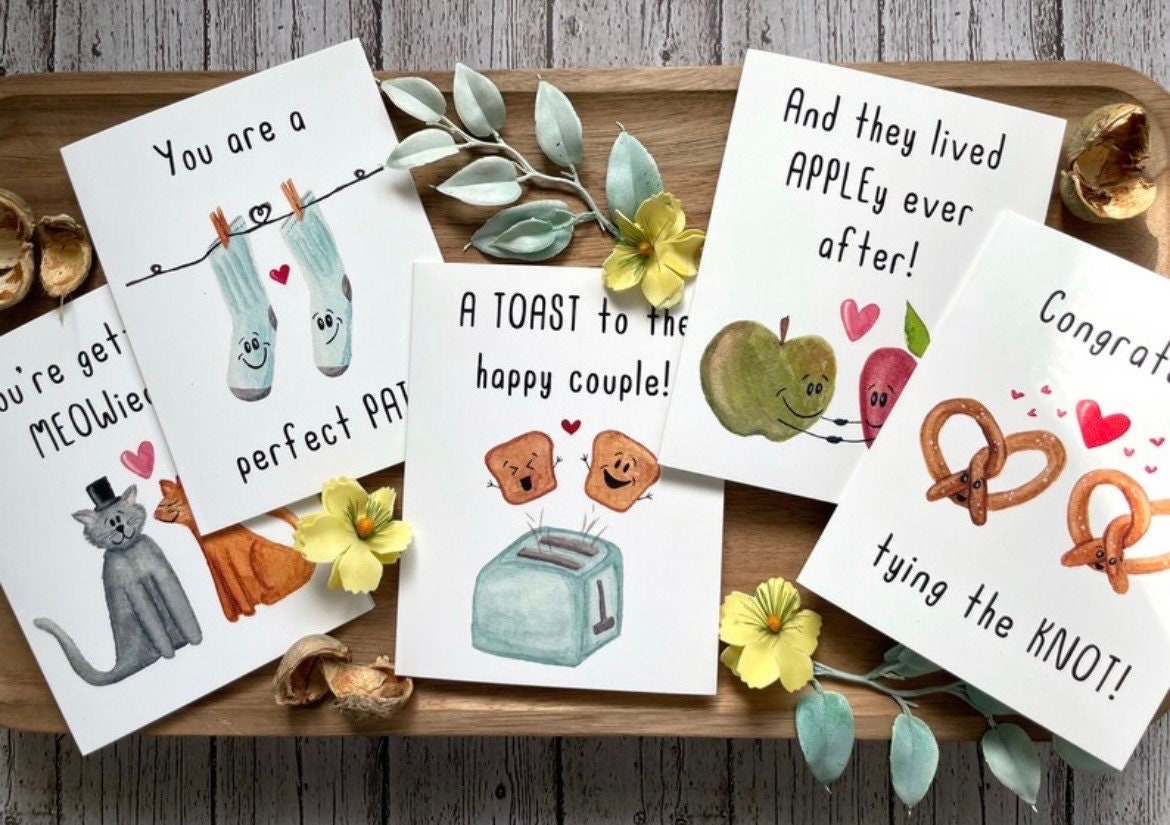 Build Your Own 10-pack: Pun Greeting Cards Watercolor Illustrations ...