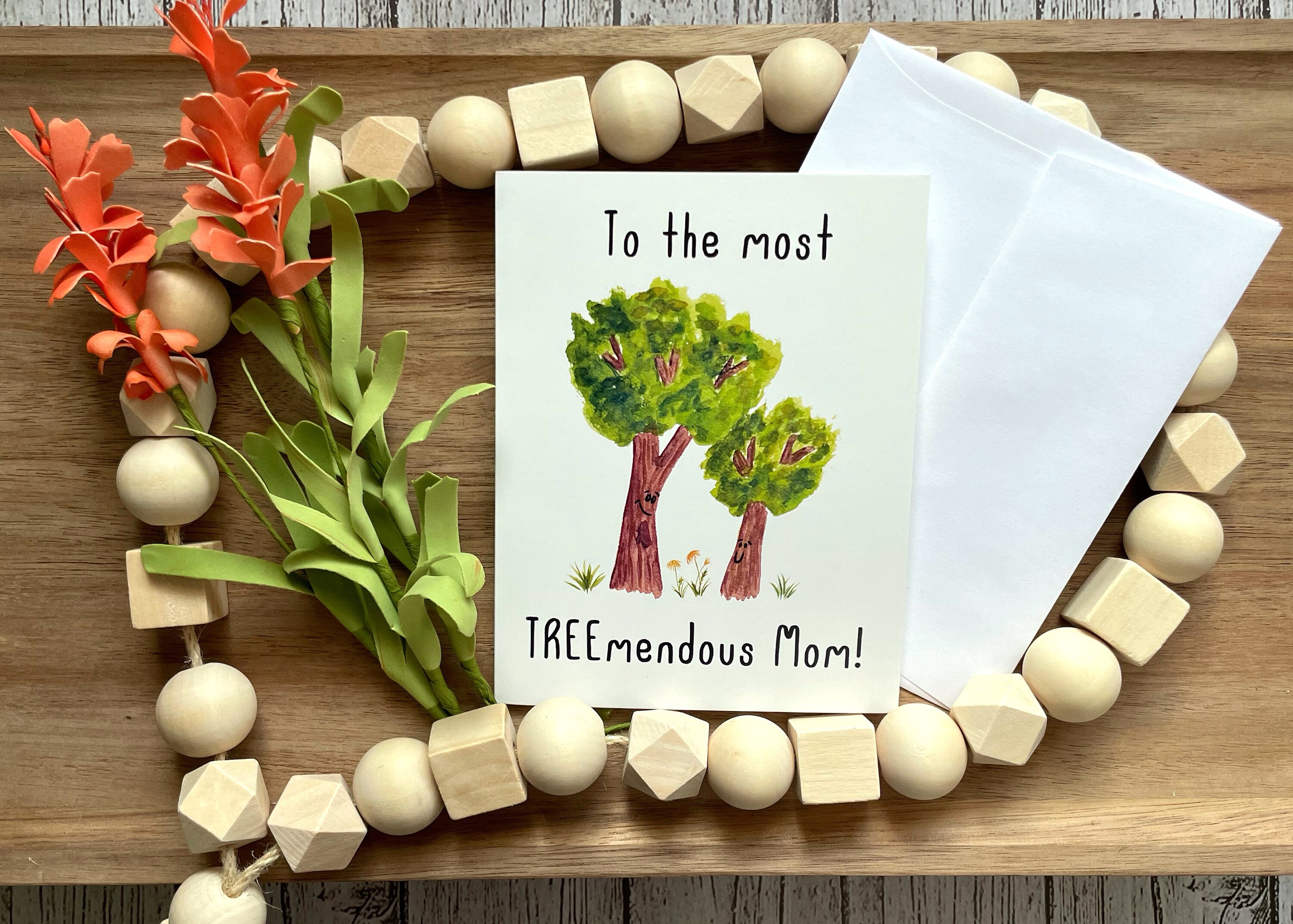 Mother's Day Pun Greeting Cards Watercolor Illustrations (individual or ...