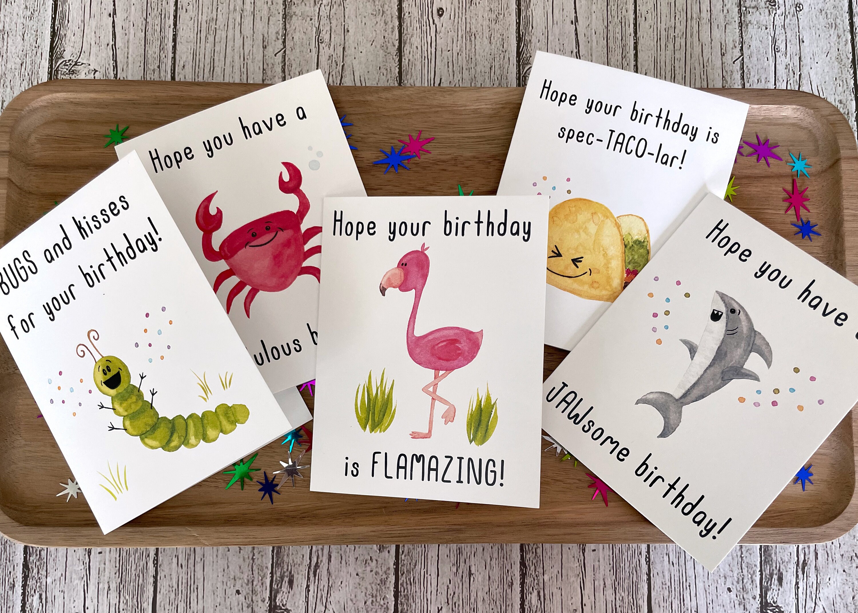 Build Your Own 10-pack: Pun Greeting Cards Watercolor Illustrations ...