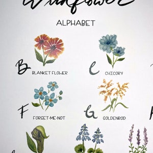 Wildflower Alphabet Watercolor Print; Nursery Decor, Home Decor, Office ...