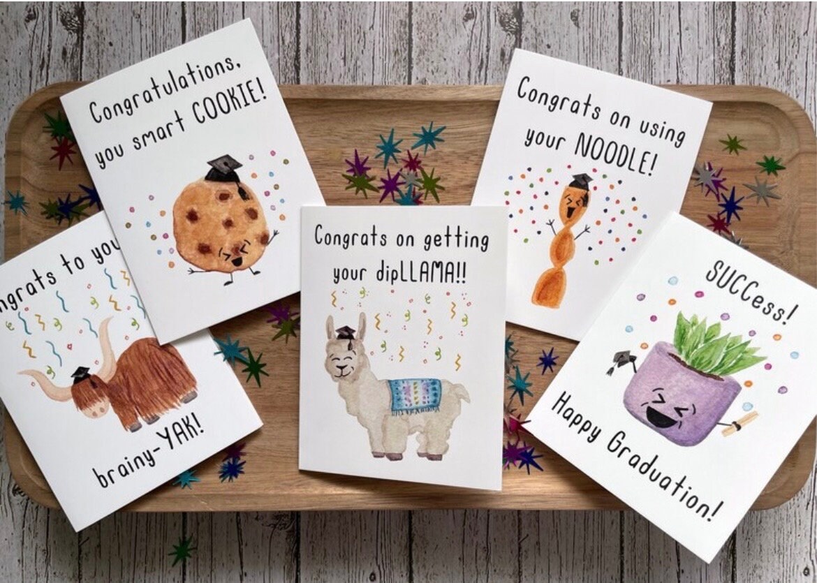 Build Your Own 10-pack: Pun Greeting Cards Watercolor Illustrations ...