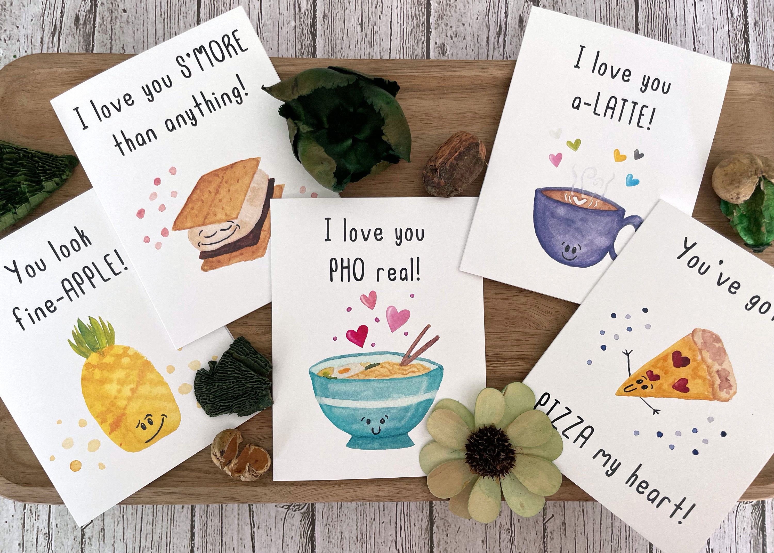 Build Your Own 5-pack: Pun Greeting Cards Watercolor Illustrations ...