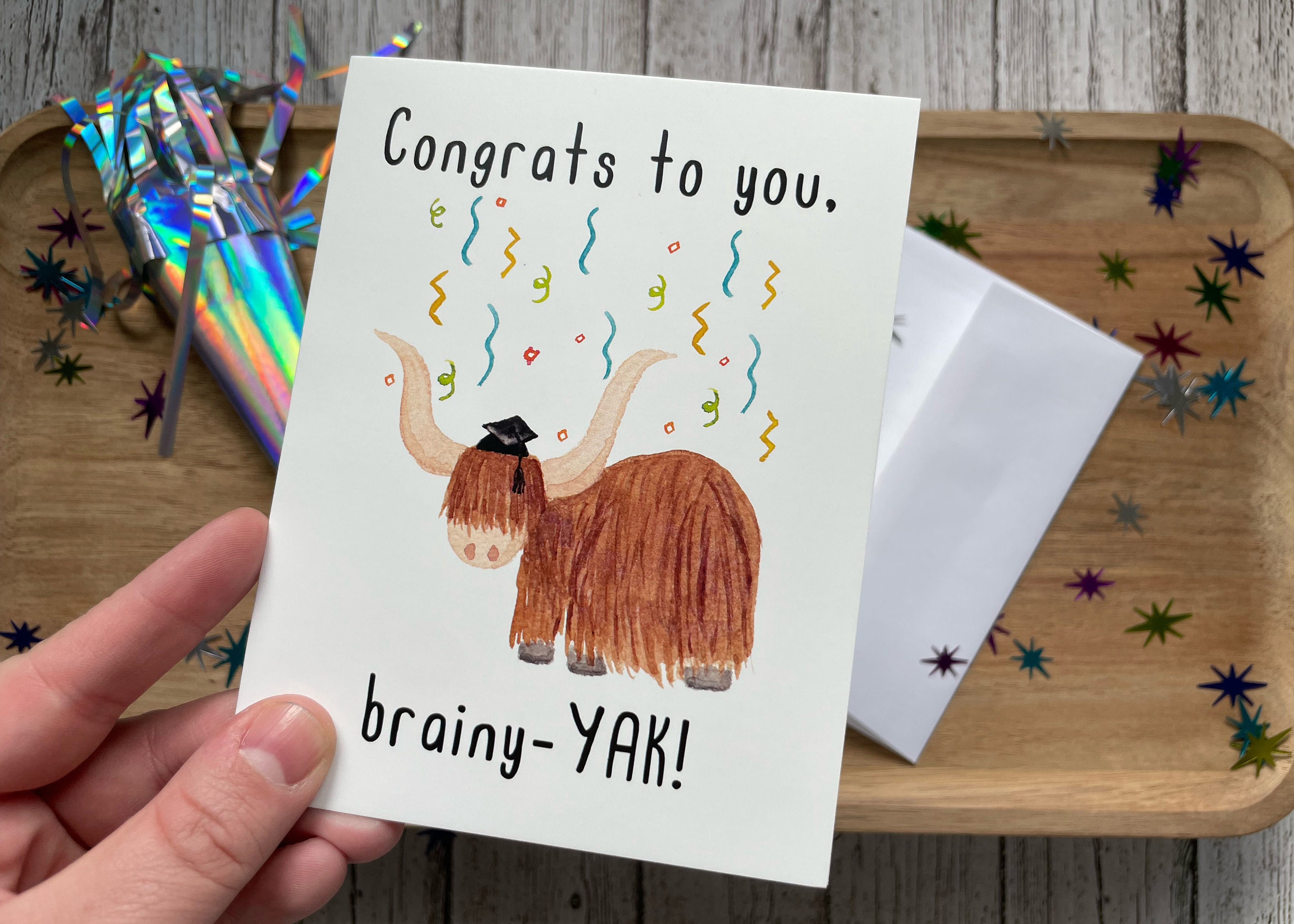 Graduation Pun Greeting Cards Watercolor Illustrations (individual or 5 ...