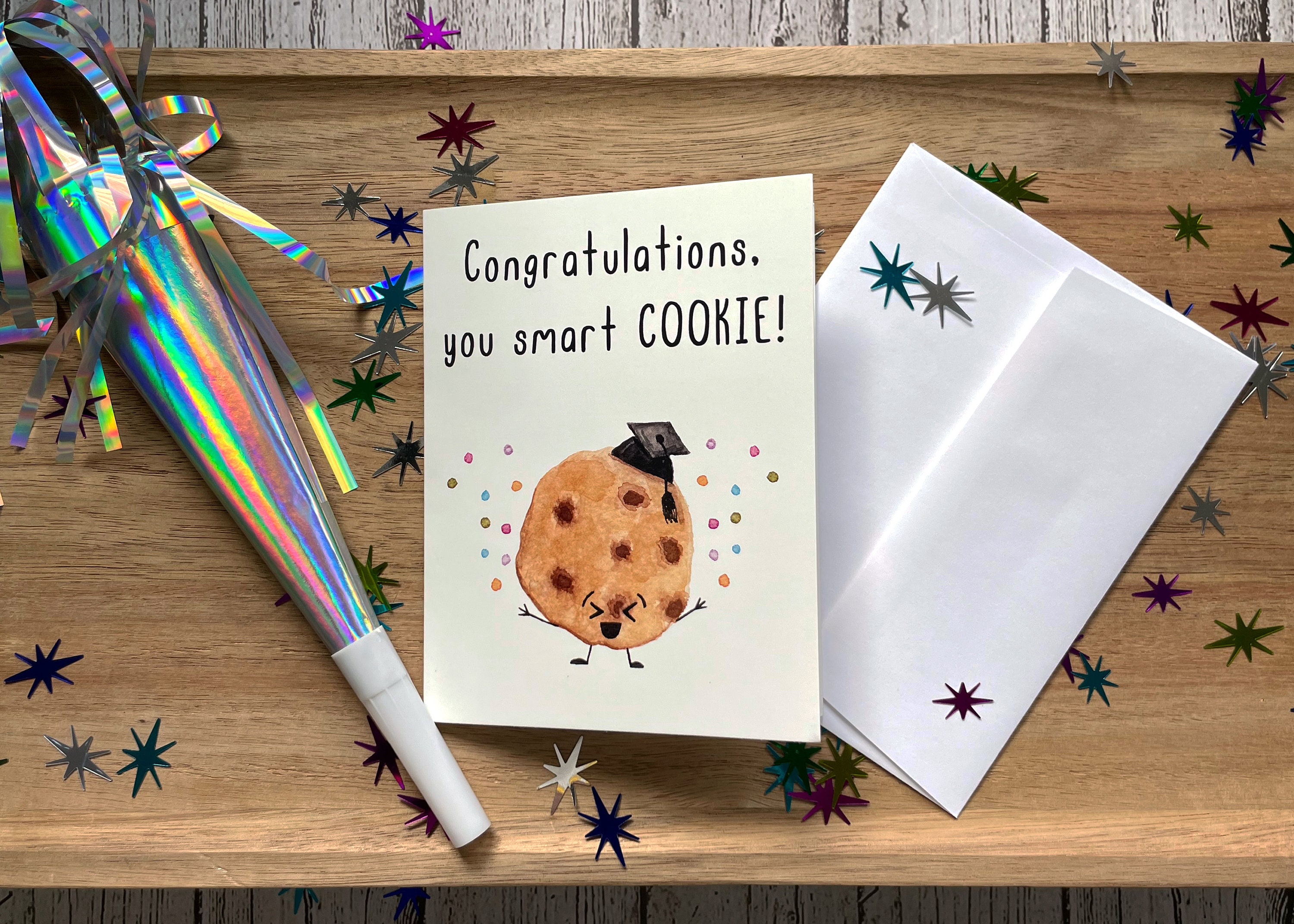 Graduation Pun Greeting Cards Watercolor Illustrations (individual or 5 ...