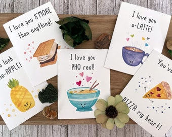 Build Your Own 5-pack: Pun Greeting Cards Watercolor Illustrations ...