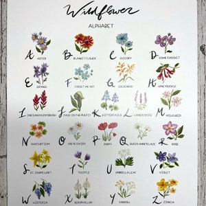 Wildflower Alphabet Watercolor Print; Nursery Decor, Home Decor, Office ...