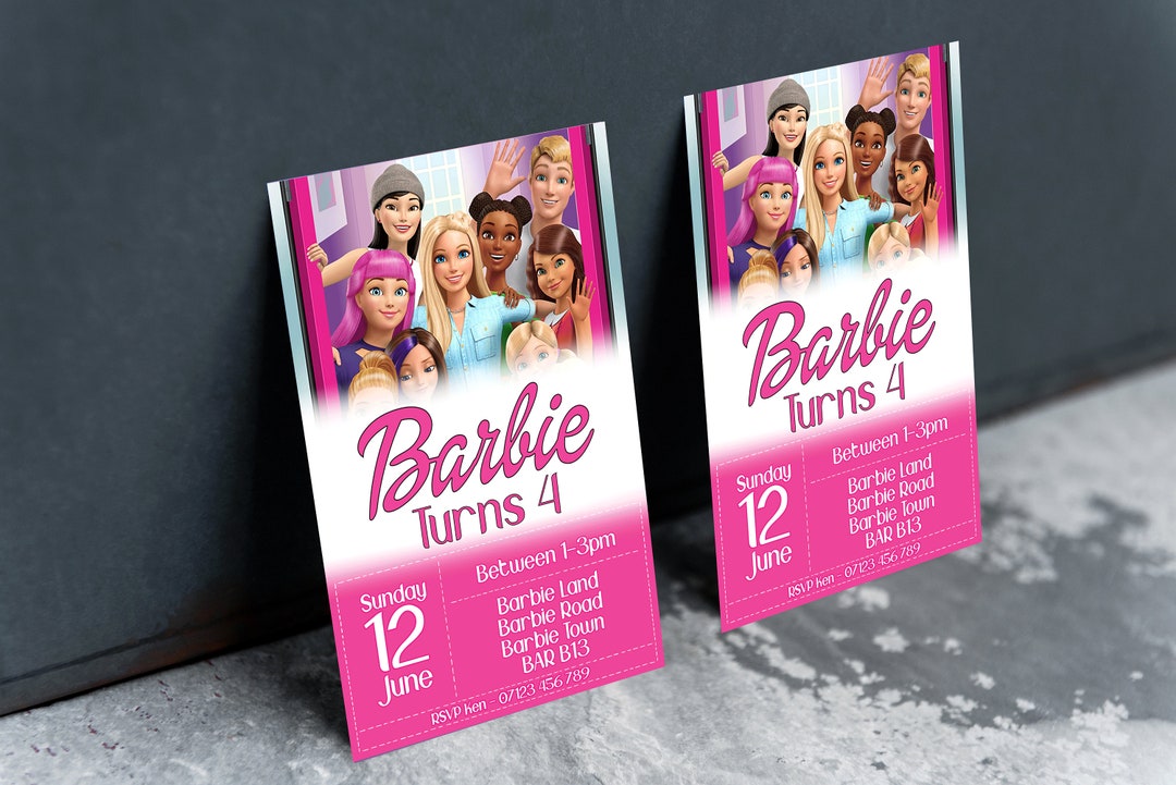 Personalised Barbie Birthday Party Invitations, Birthday Invites With ...