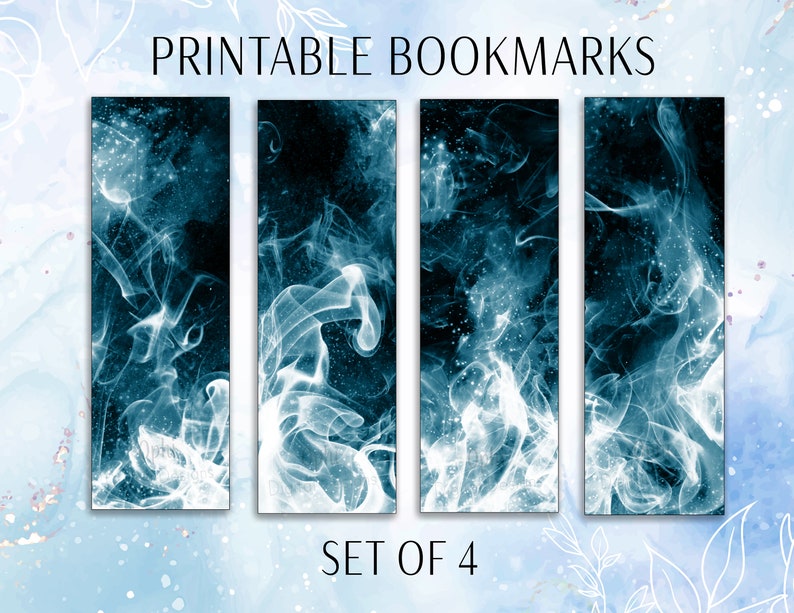 Printable Bookmark Set Blue Fire Art Printable Art - Etsy