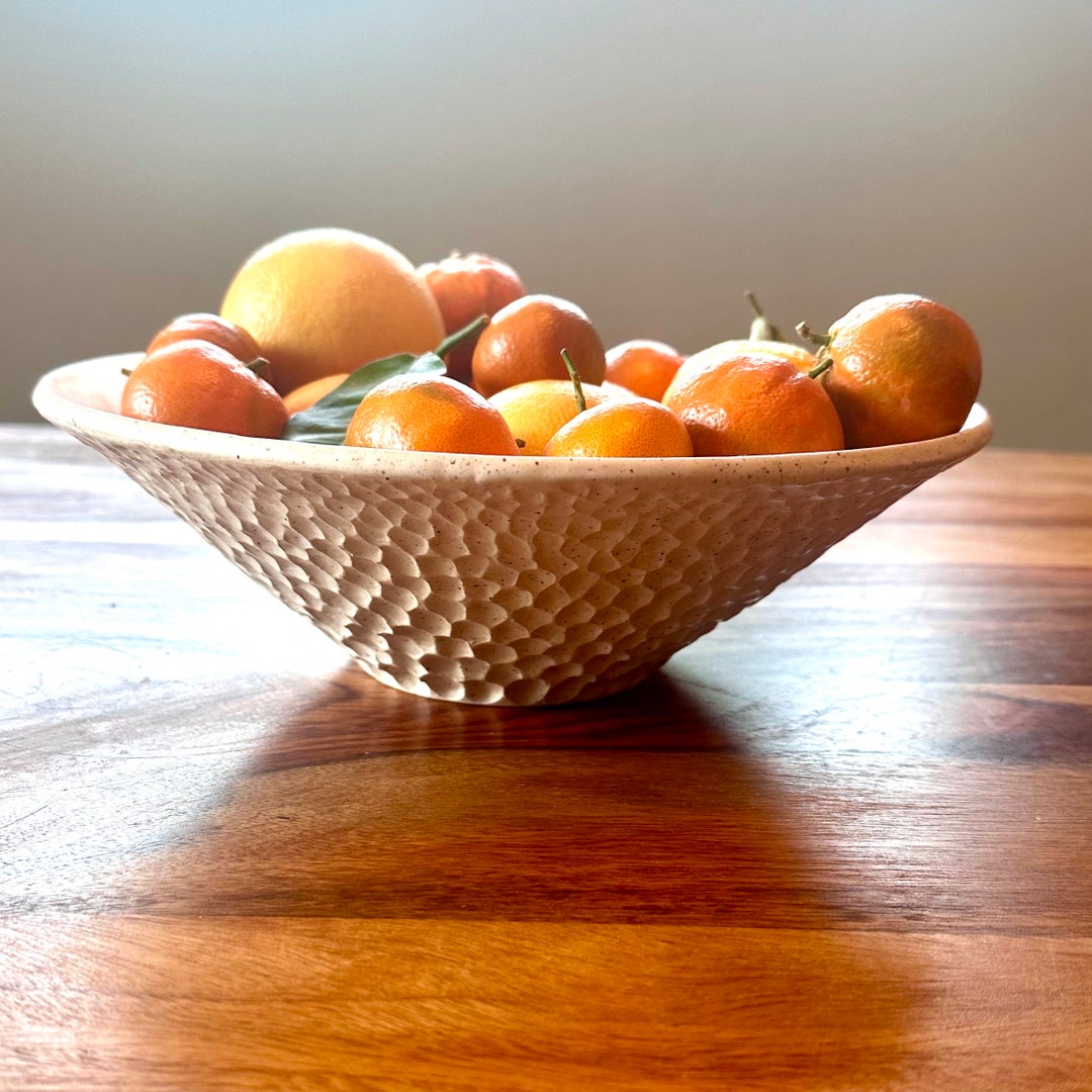 Off White Handmade Pottery Bowl, Textured Bowl, Hand Carved, Fruit Bowl ...
