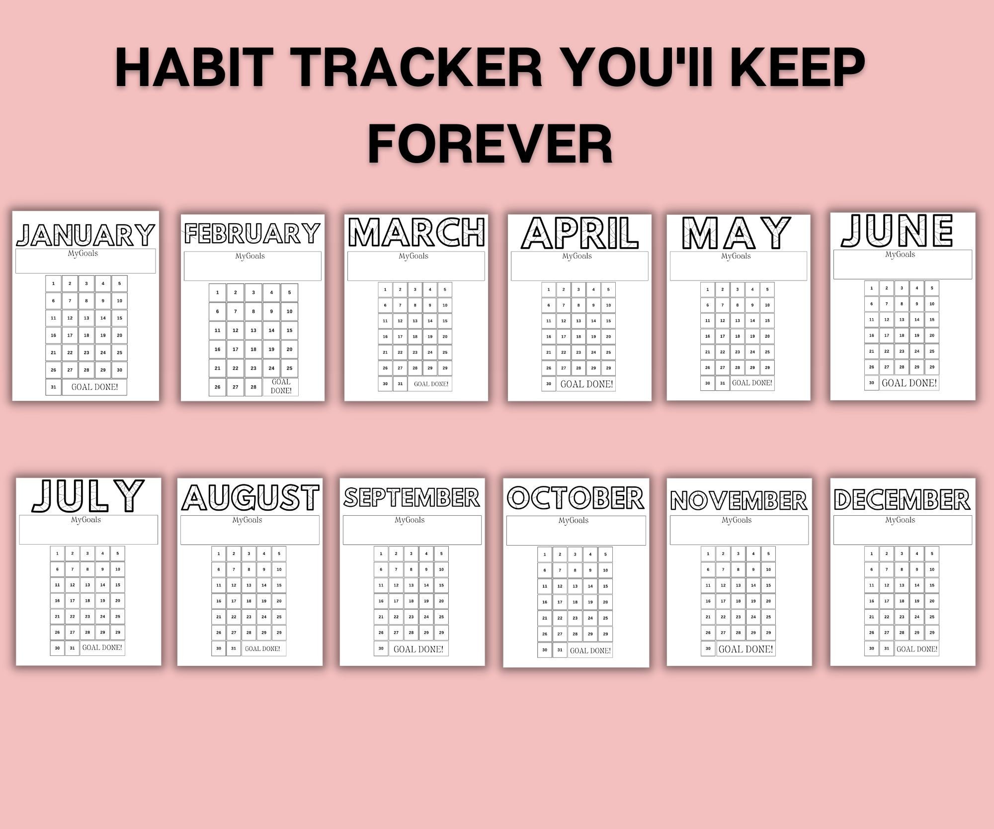 Habit Tracker Template Daily Fitness or Workout Tracker, Goal Tracker ...