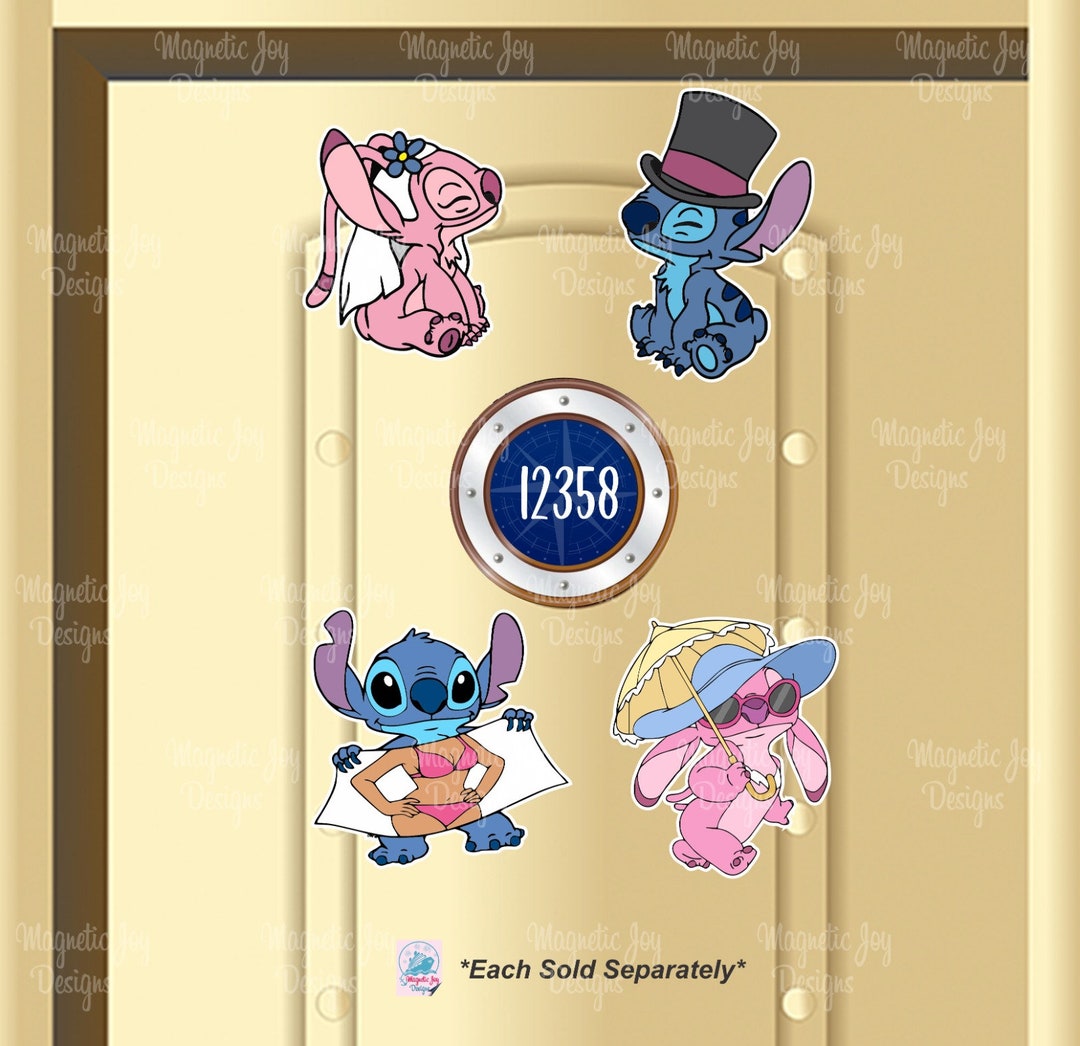 Stitch & Angel Wedding Beach disney Inspired Cruise Ships Door Magnets ...