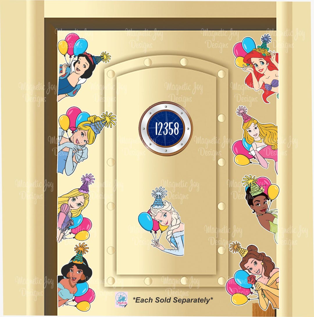 Happy Birthday Princesses Side Door HBD disney-inspired Cruise Magnets ...