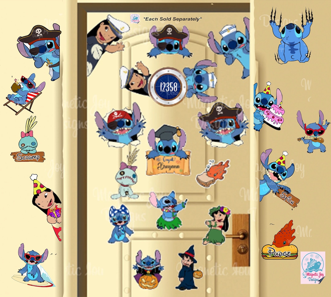 Lilo & Stitch-disney Inspired Cruise Ships Door Magnets/pirate Stitch ...