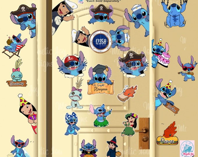 Stitch DCL Door Magnets Made From Wood With LED Lights, Disney Cruise ...