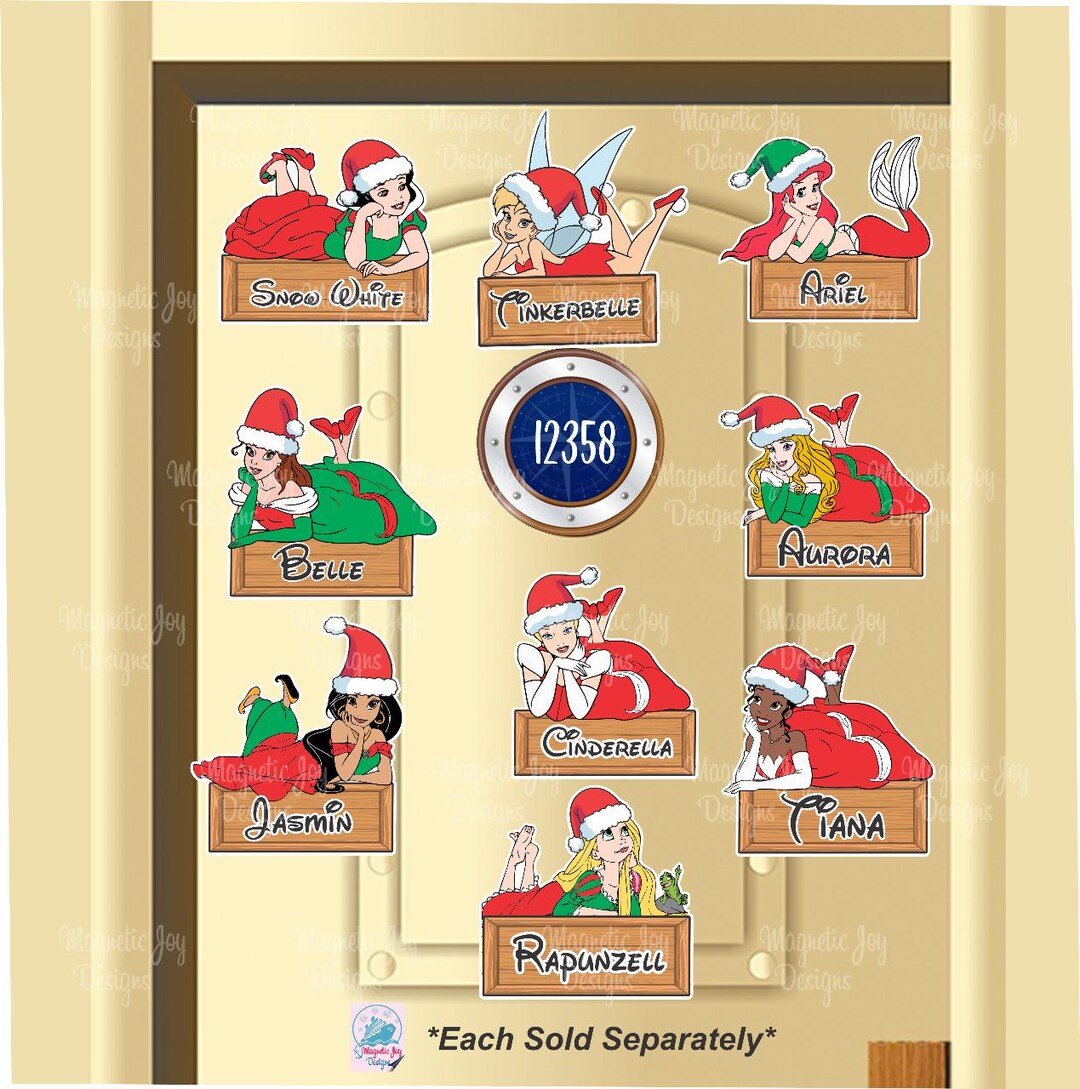 PERSONALIZED Merry Christmas Princesses Disney-inspired Magnets for ...
