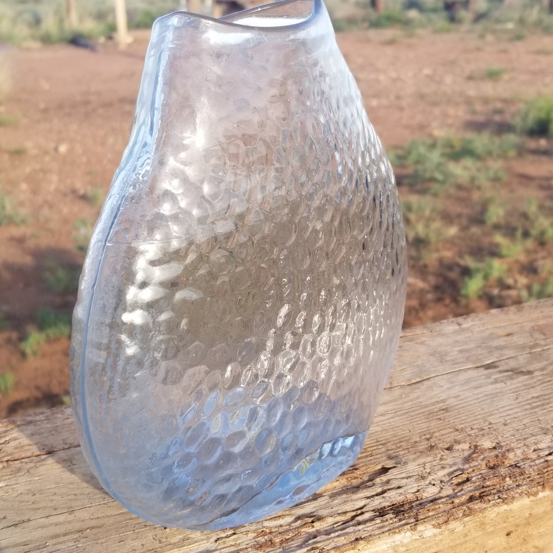 Mid Century Hand Blown Art Glass Clear Dimpled Vase - Etsy