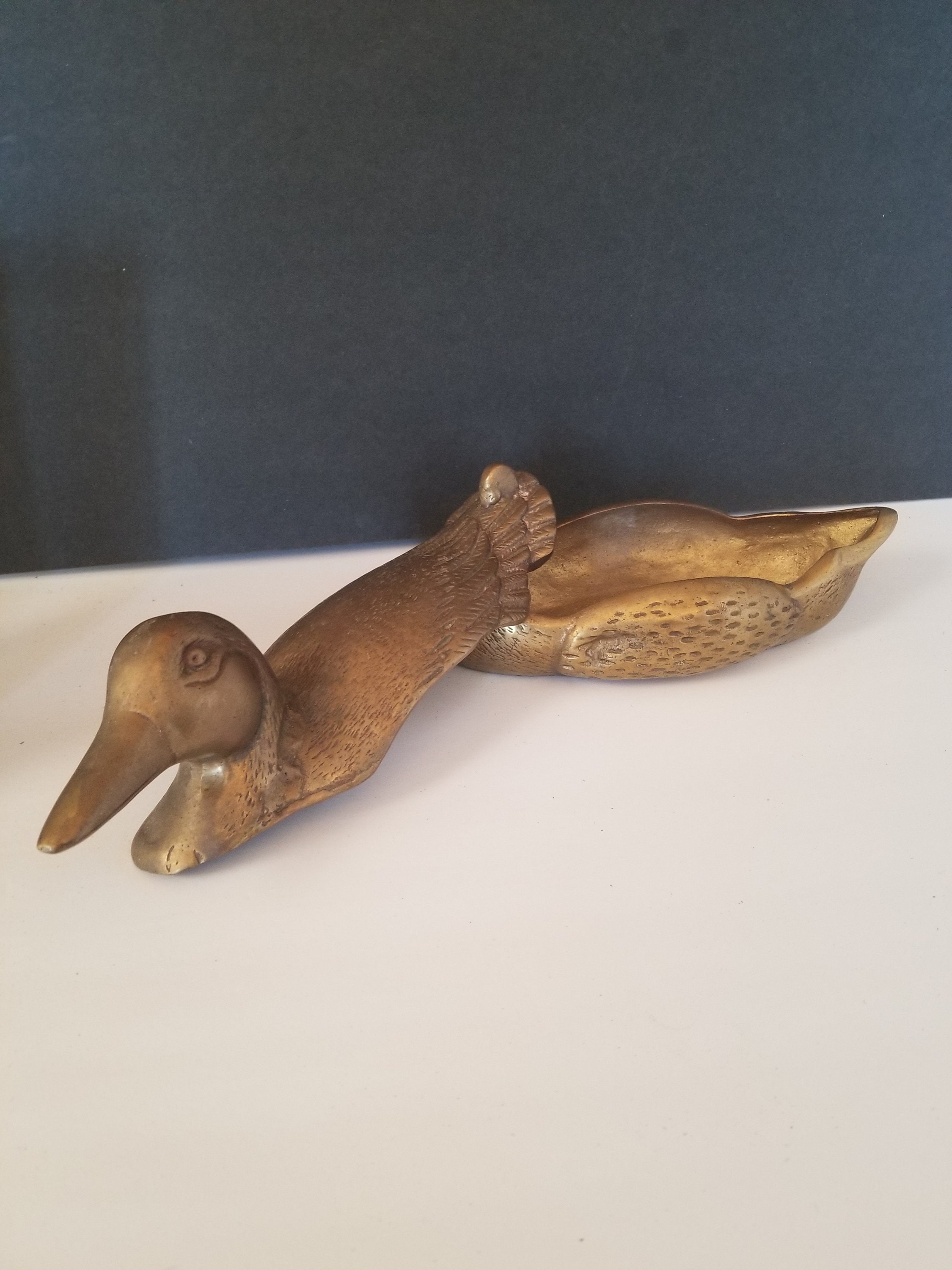 Mallard Brass Duck Box Decoy Storage Compartment Thick Brass Casted ...