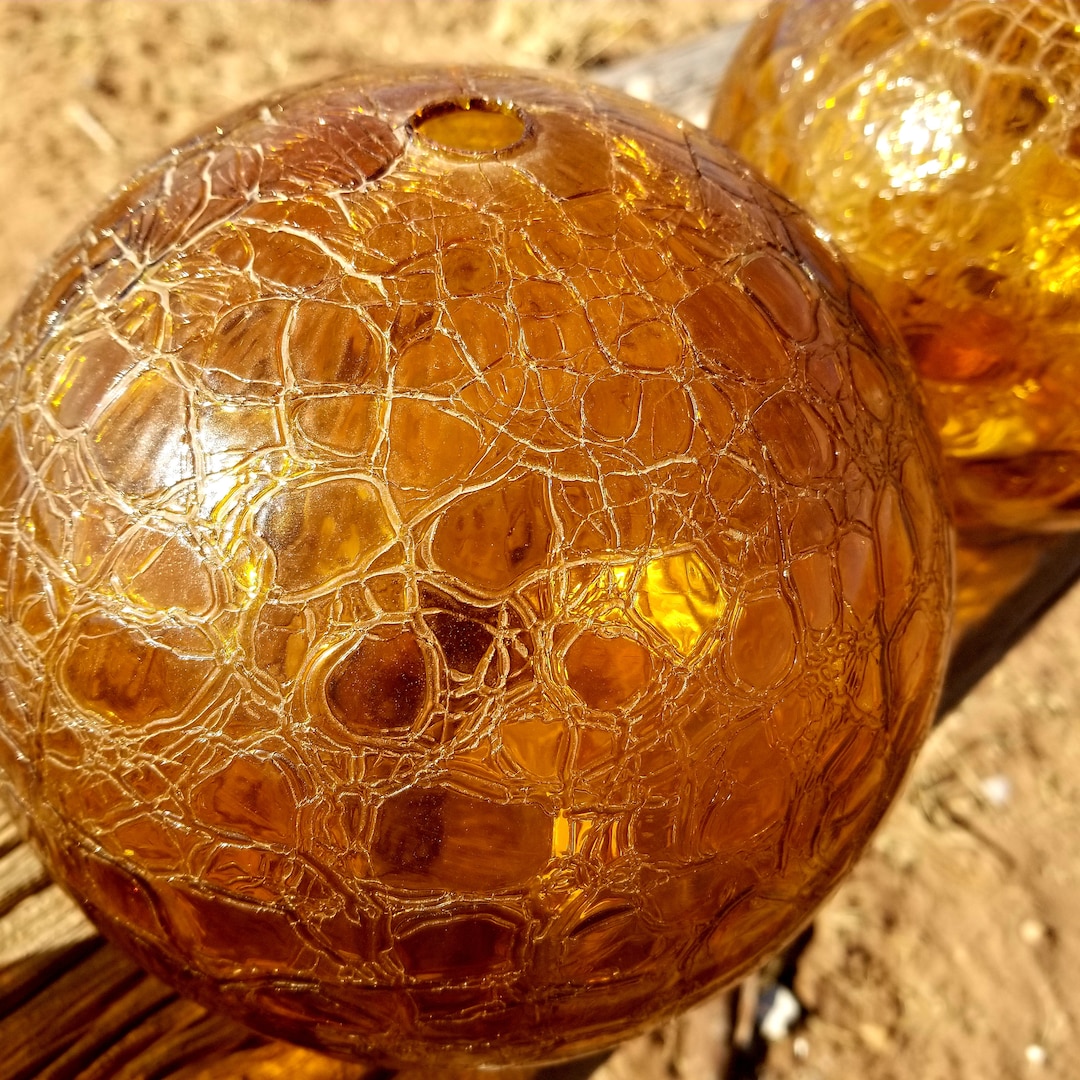 Mid Century Amber Crackle Glass Authentic 8 Inch Globe Orb Swag - Etsy