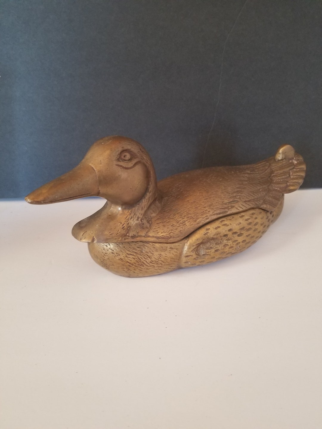 Mallard Brass Duck Box Decoy Storage Compartment Thick Brass Casted ...
