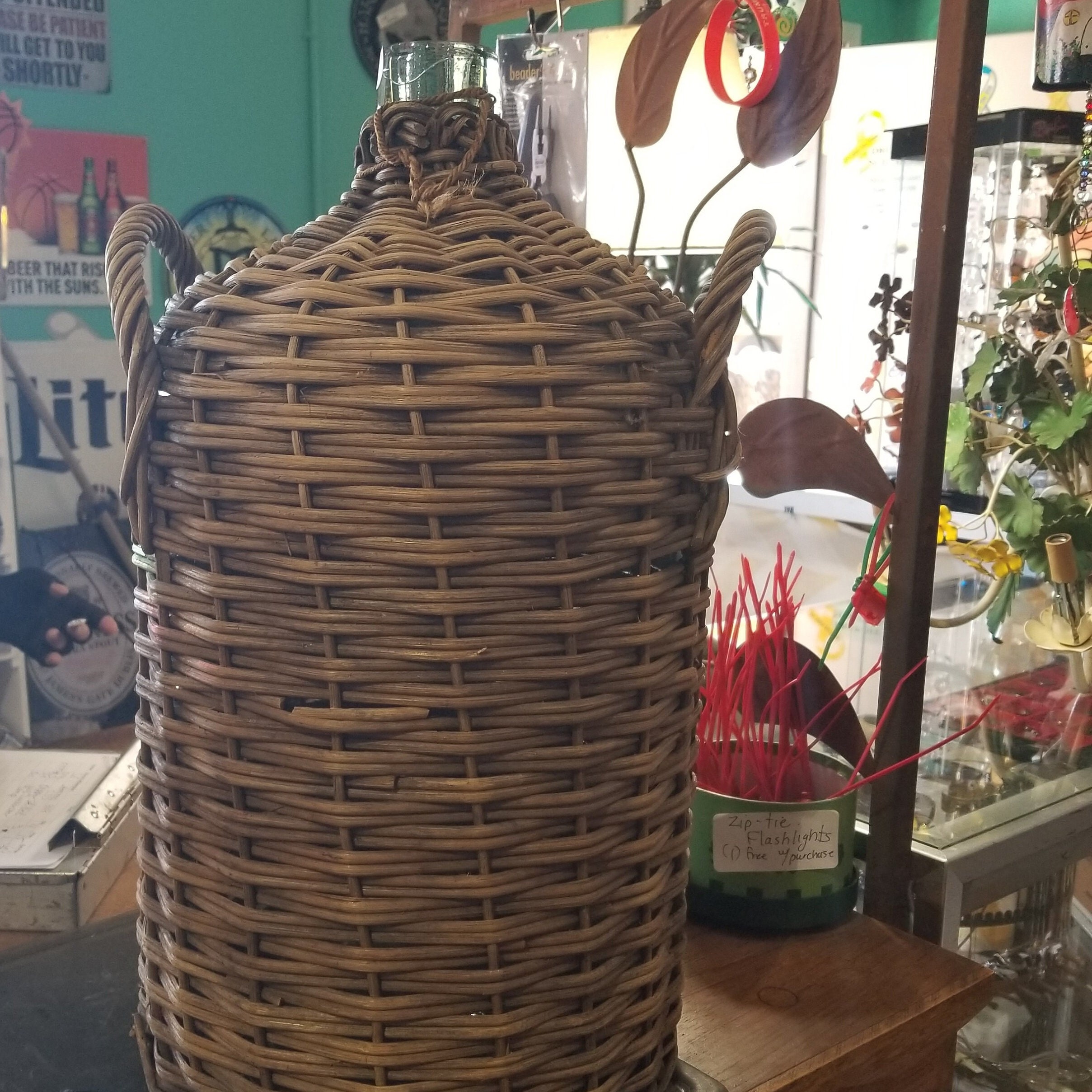 Demijohn Wicker Wrapped Mcl 6 Mid Century Wine Bottle Green No Chips ...