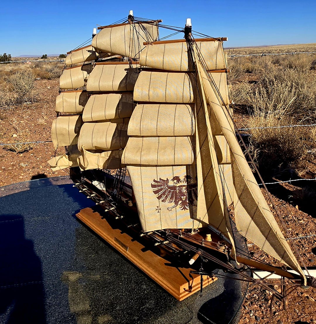 Wooden Ship Frigate Española 1780 Model, Beautiful Mid Century Modern ...