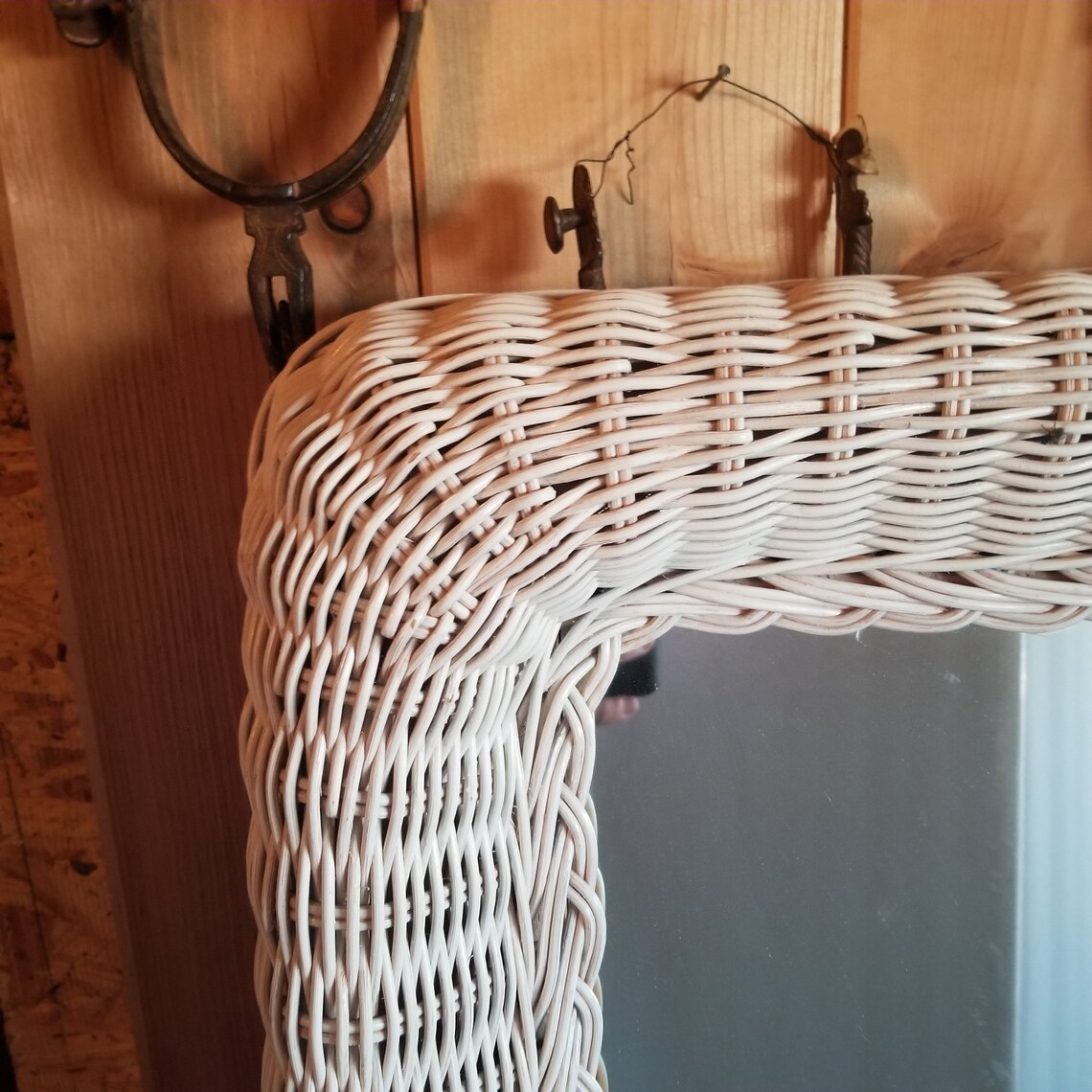 Wicker Mirror Large Size White Wicker Emanuele Boho Bohemian - Etsy