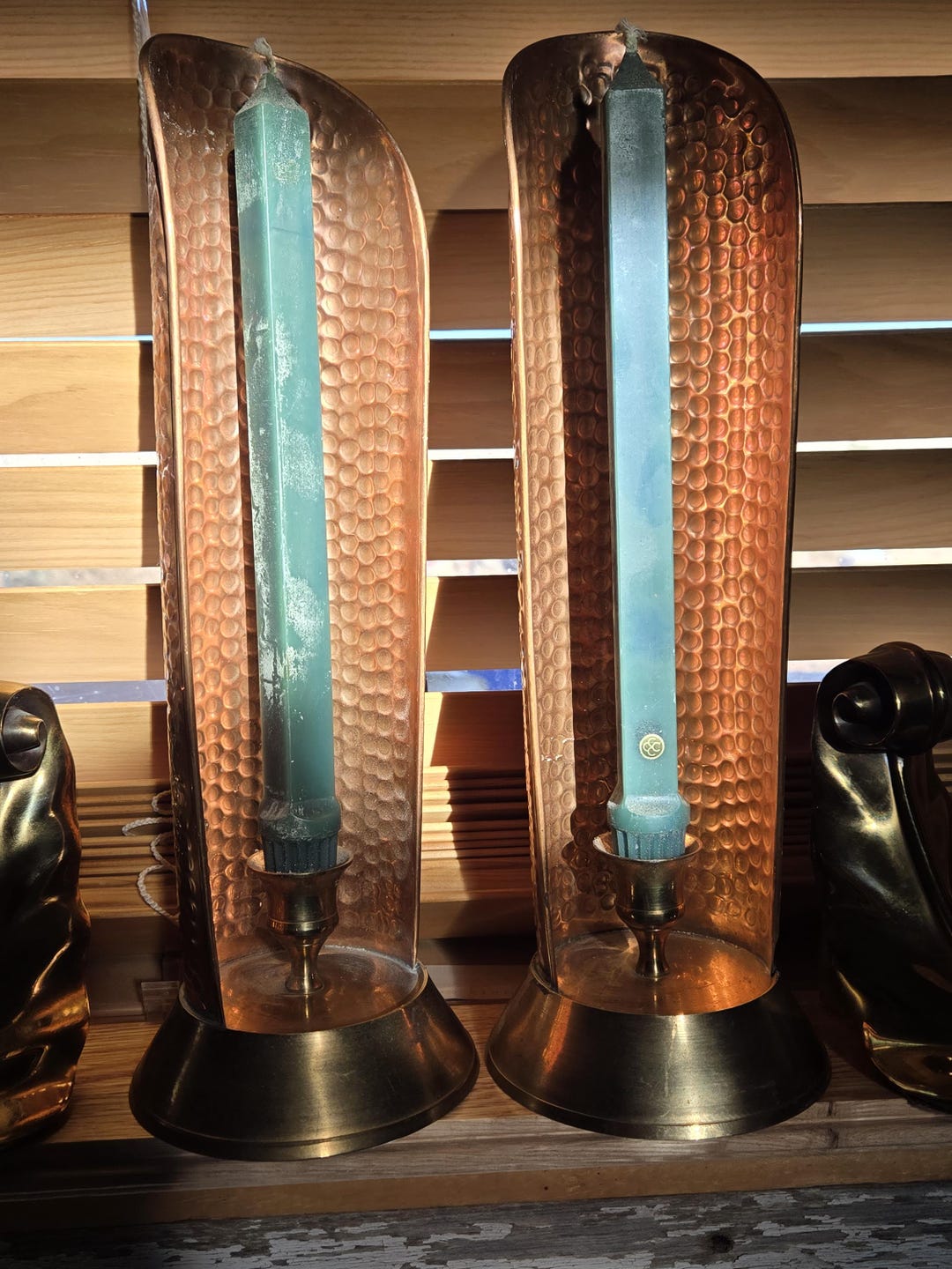 Antique Hammered Copper and Brass Candle Holder Wall Mount With ...