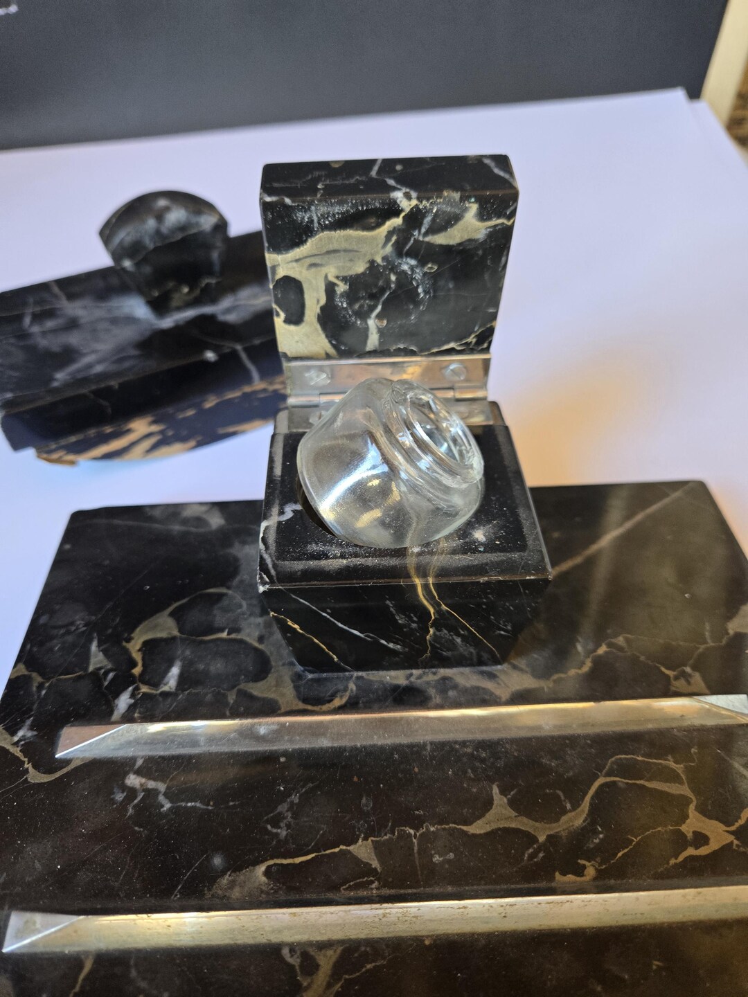 Italian Black Marble Pen and Ink Set. Vintage Desk Office. - Etsy