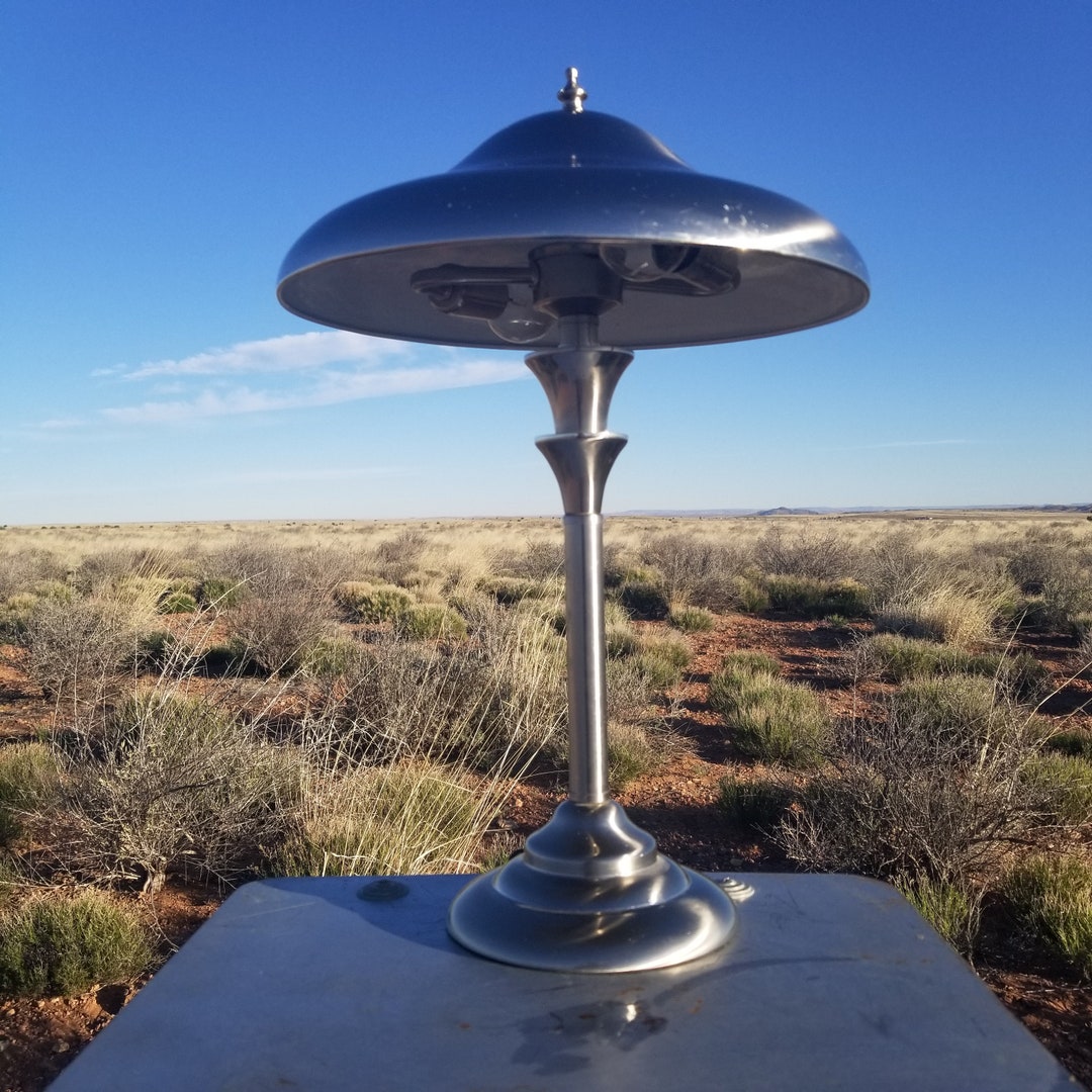 UFO Saucer Desk Lamp Brushed Nickelo-chrome Two Sockets High Quality - Etsy