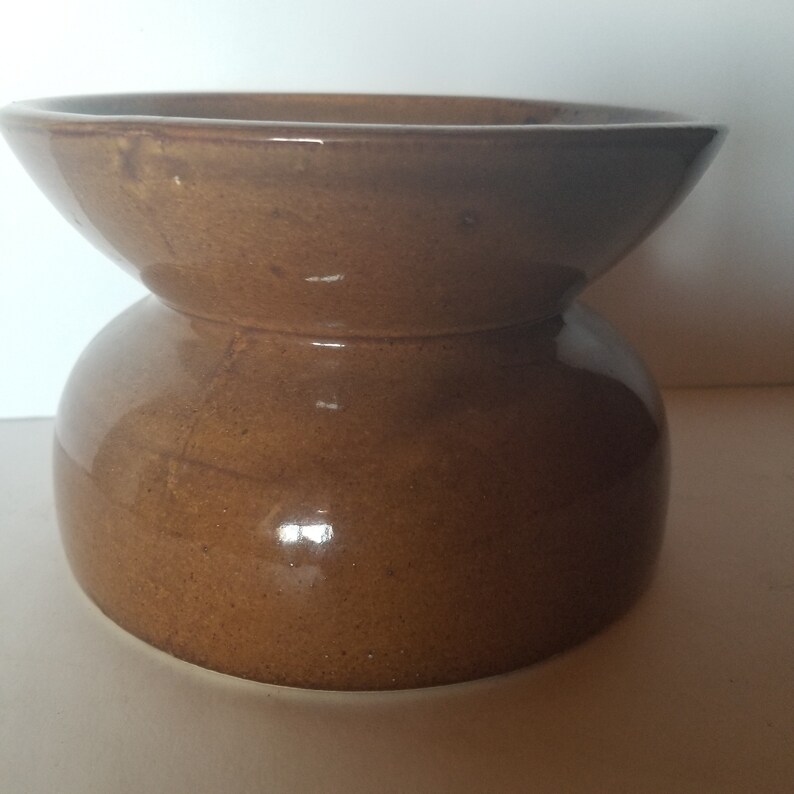 Spittoon Vintage Stoneware Brown Heavy Glaze Flat Bottom. Very Well ...