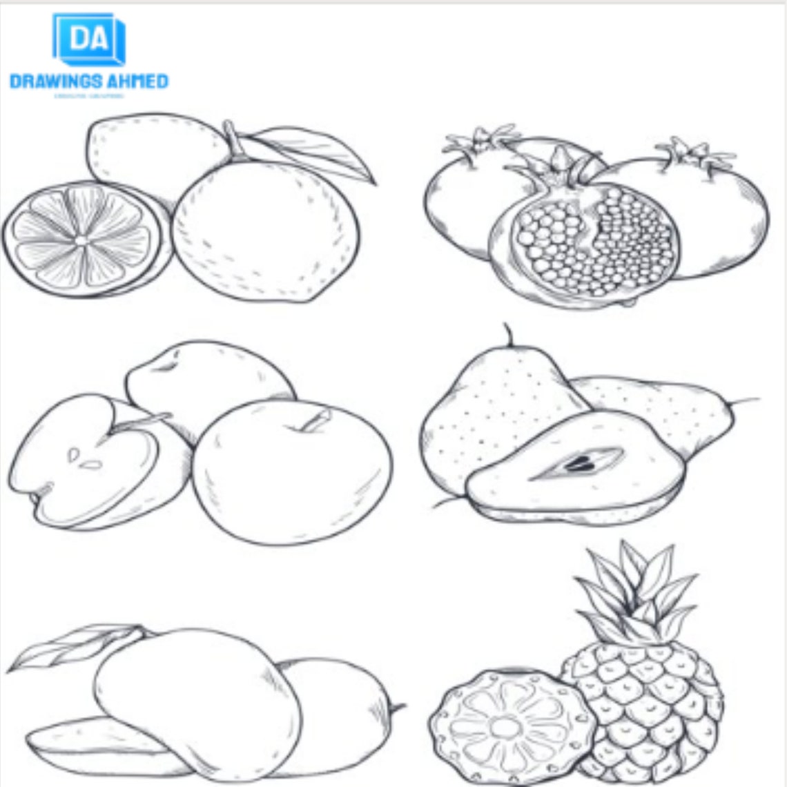 Printable FRUITS Coloring Page!- Digital File Instant Download ...