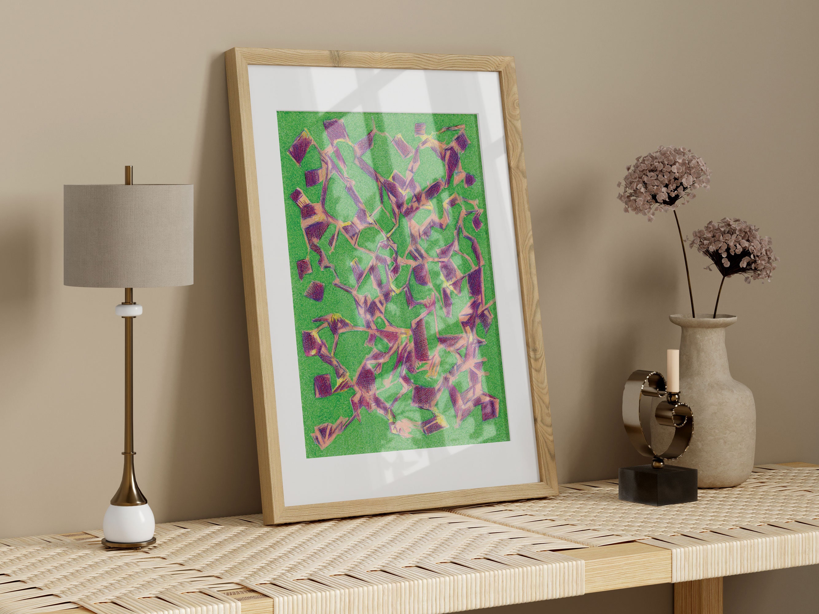 Abstract Pencil Drawing Contemporary Handcraft Wall Art One-of-a-kind ...