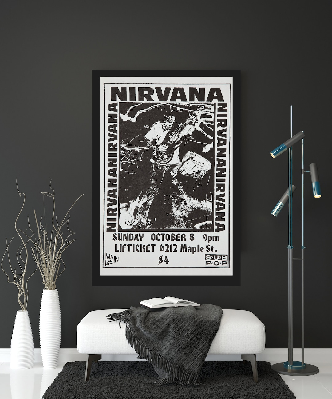 Nirvana Concert Poster Nirvana Print Black and White Gift - Etsy