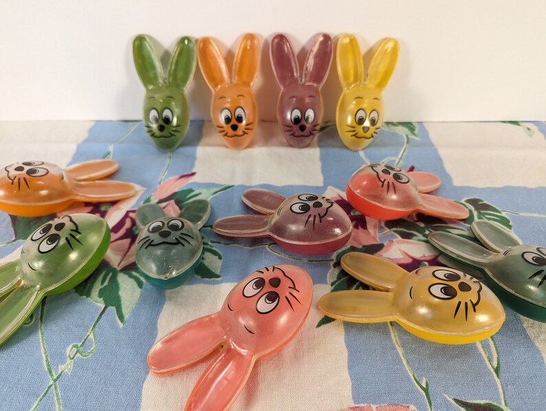 12 Vintage Sun Hill Plastic Easter Bunny Head Container Ornaments ...