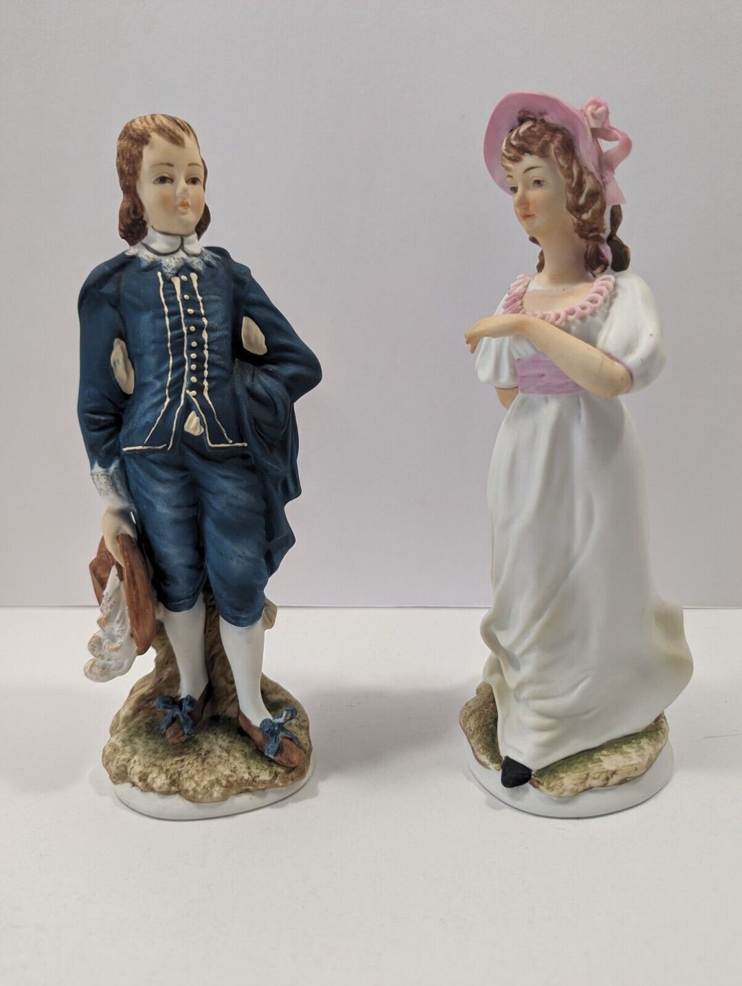 Vintage Lefton China Hand Painted Figurines Pinkie and Blue Boy KW387 ...