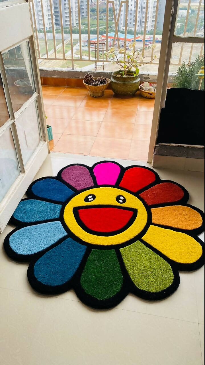 Murakami Smiley Flower 100% Tufted Kids Carpet / Rug Area - Etsy