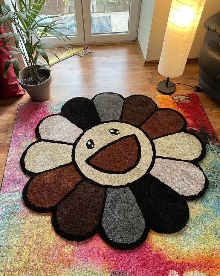 Murakami Smiley Flower 100% Tufted Kids Carpet / Rug Area - Etsy