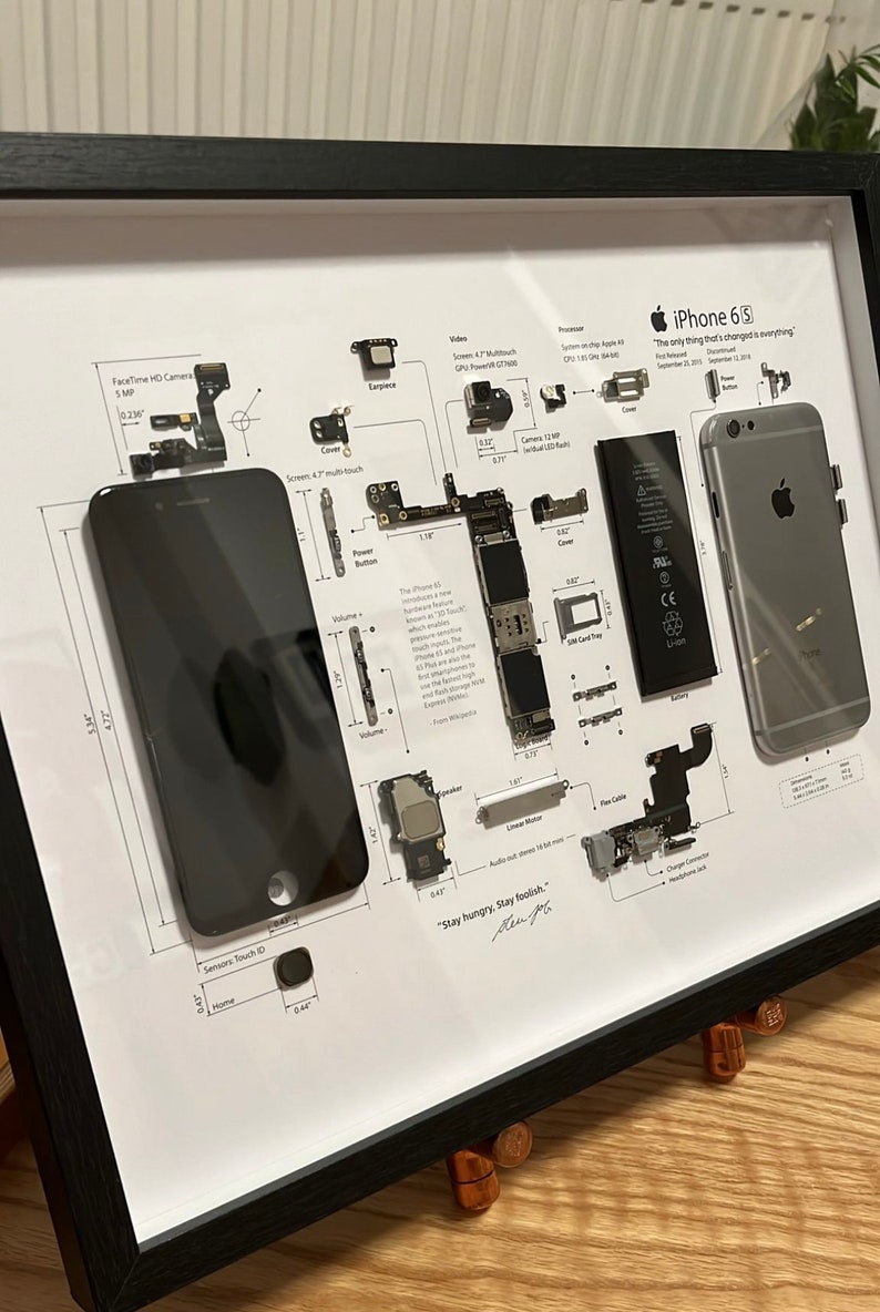Framed iPhone 6s Disassembled iPhone Wall Art Gifts for Tech & Apple ...