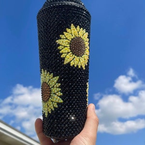 Custom Handmade Sunflower Rhinestone Tumbler - Etsy