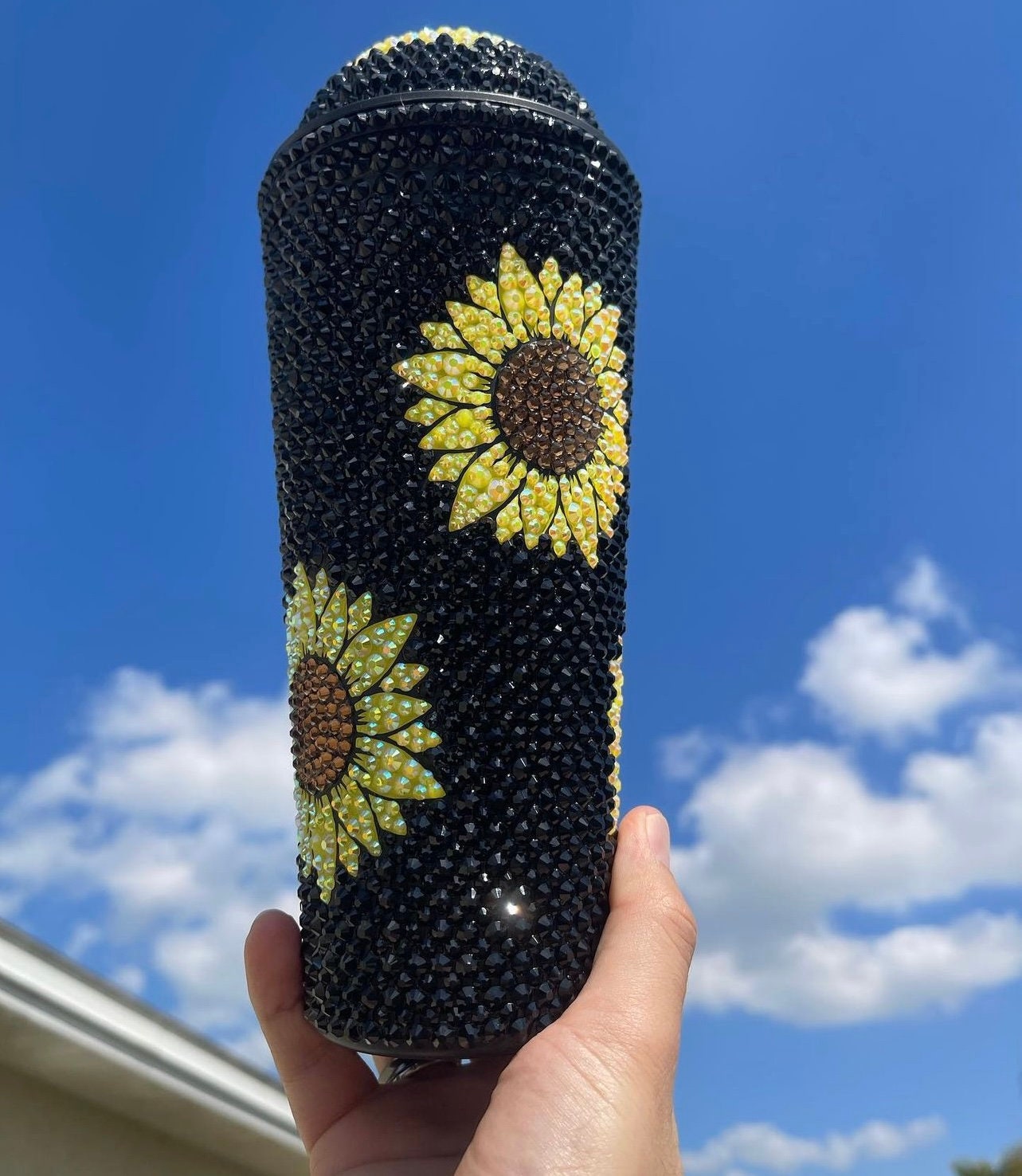 Custom Handmade Sunflower Rhinestone Tumbler - Etsy