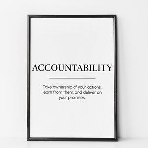 Accountability, Motivational Wall Art, Inspirational Quote Print ...