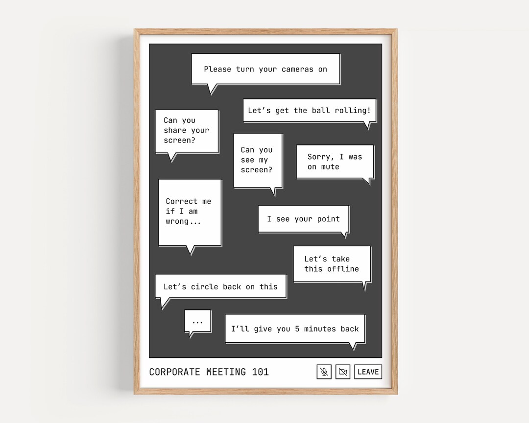 Corporate Meeting Lingo, Funny Work Gift, Office Decor, Cubicle Decor ...