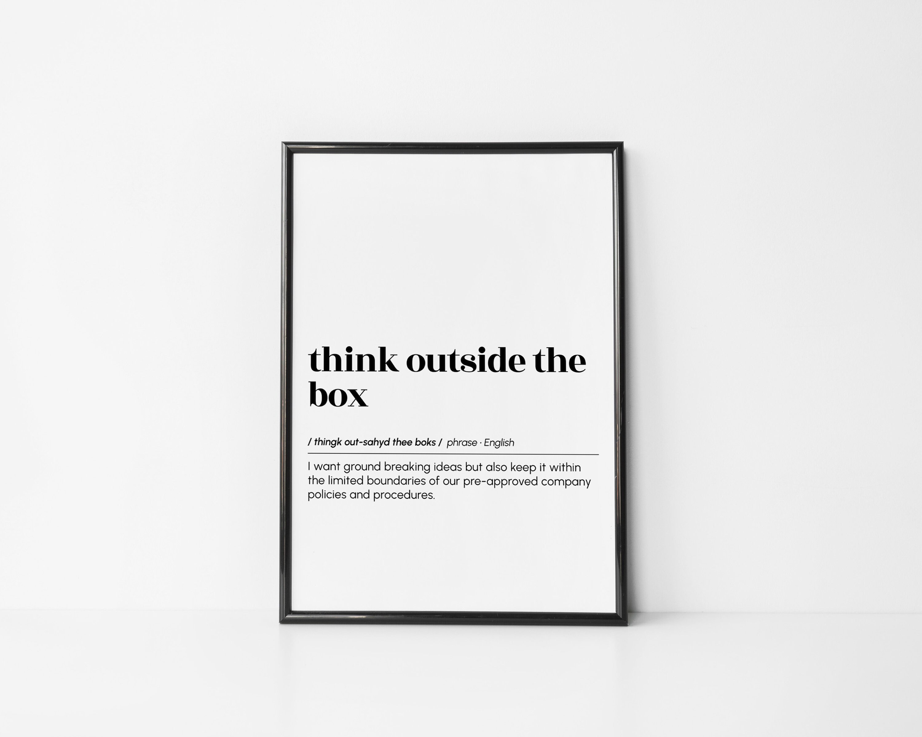 Think Outside the Box Definition Print, Funny Manager Gift, Sarcastic ...