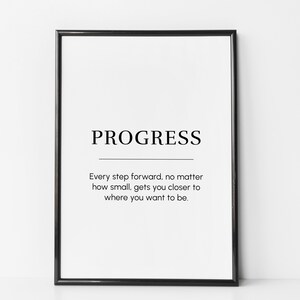 Progress Meaning, Motivational Wall Art, Positive Entrepreneur Mindset ...