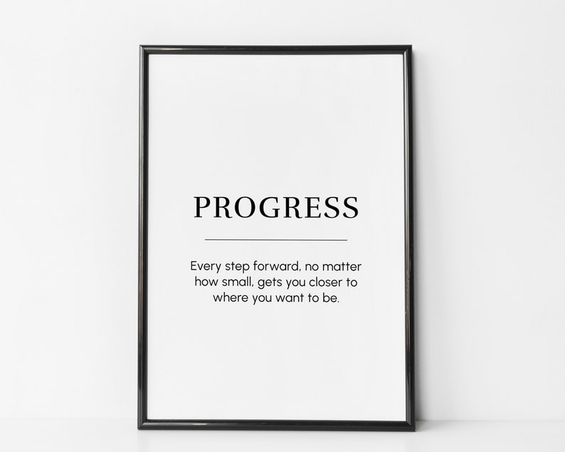 Progress Meaning, Motivational Wall Art, Positive Entrepreneur Mindset ...